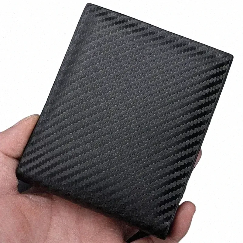 Carb Fiber Mens Wallet With Retro Zipper, PU Leather Plaid Design, Open ...