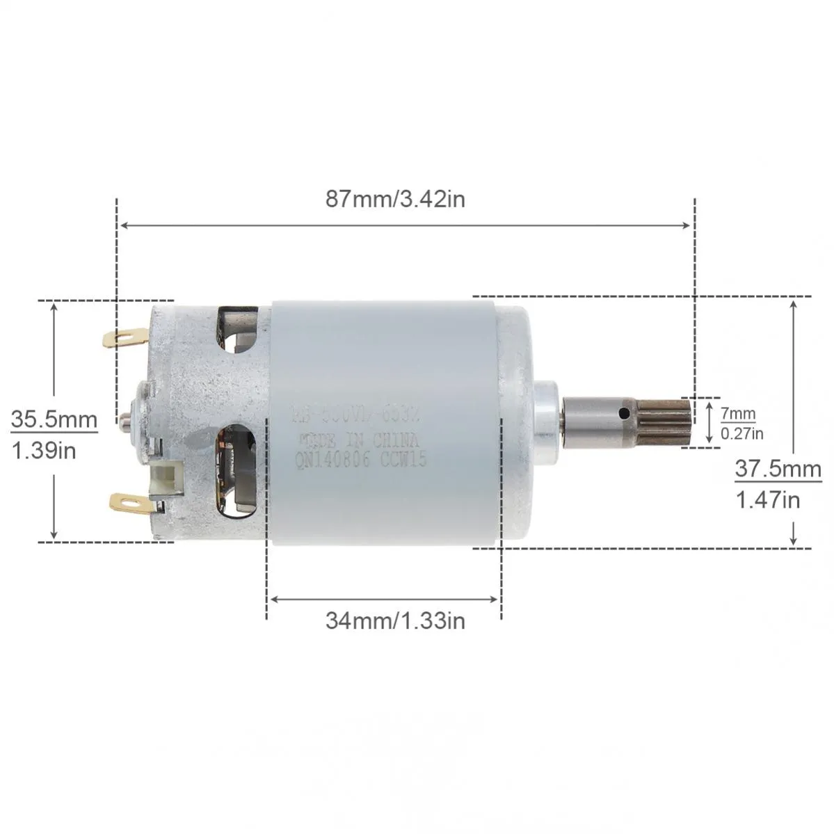 DHgate.com:8 Teeth RS550 DC Power Tool Motor (16.8-20V, 19800RPM ...