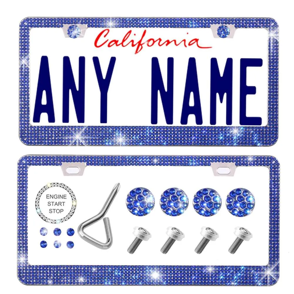 Sparkling Crystal License Plate Frame: Bling Car Decor, Set of 2, Easy ...