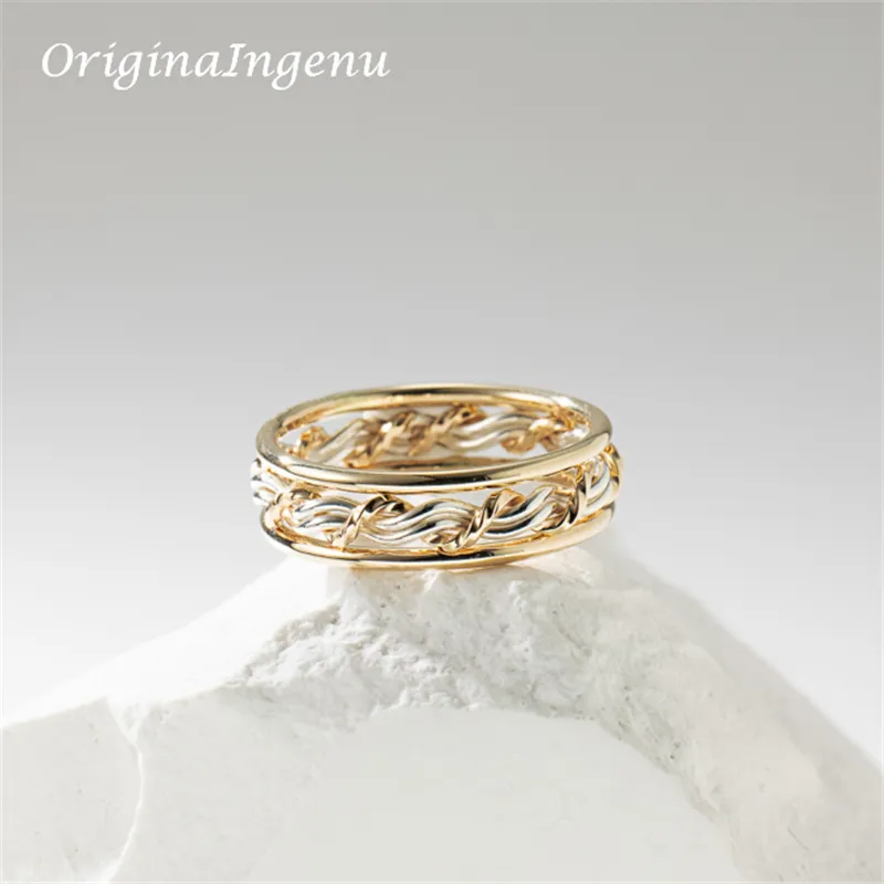 3-Pack 14K Gold Weave Rings | Handmade Minimalist Jewelry | Tarnish-Resistant Waterproof Rings ...