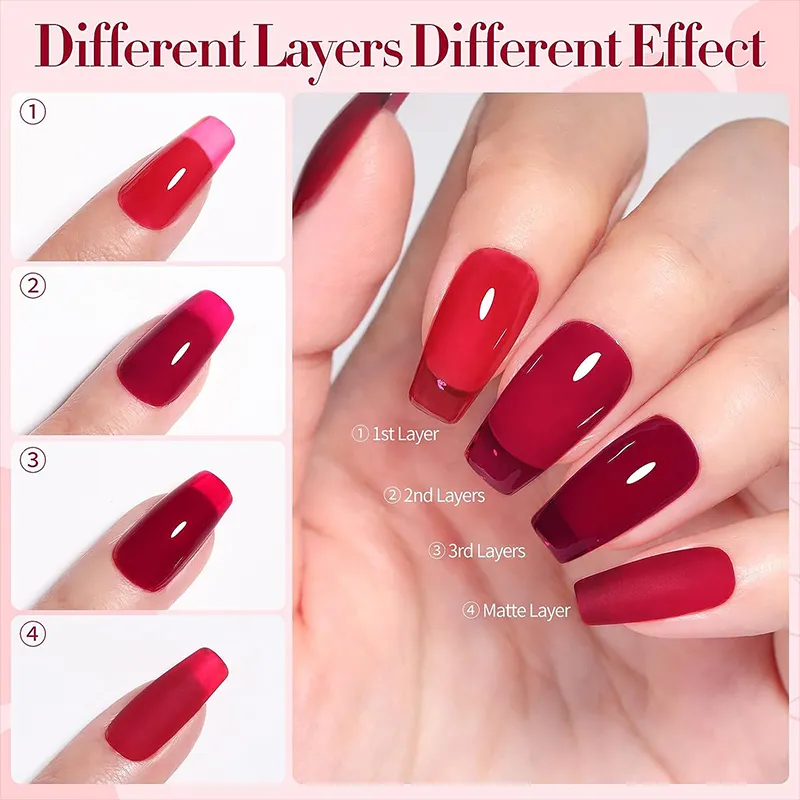BORN PRETTY 15ML Jelly Amber Brown Gel Nail Polish Set - Translucent ...