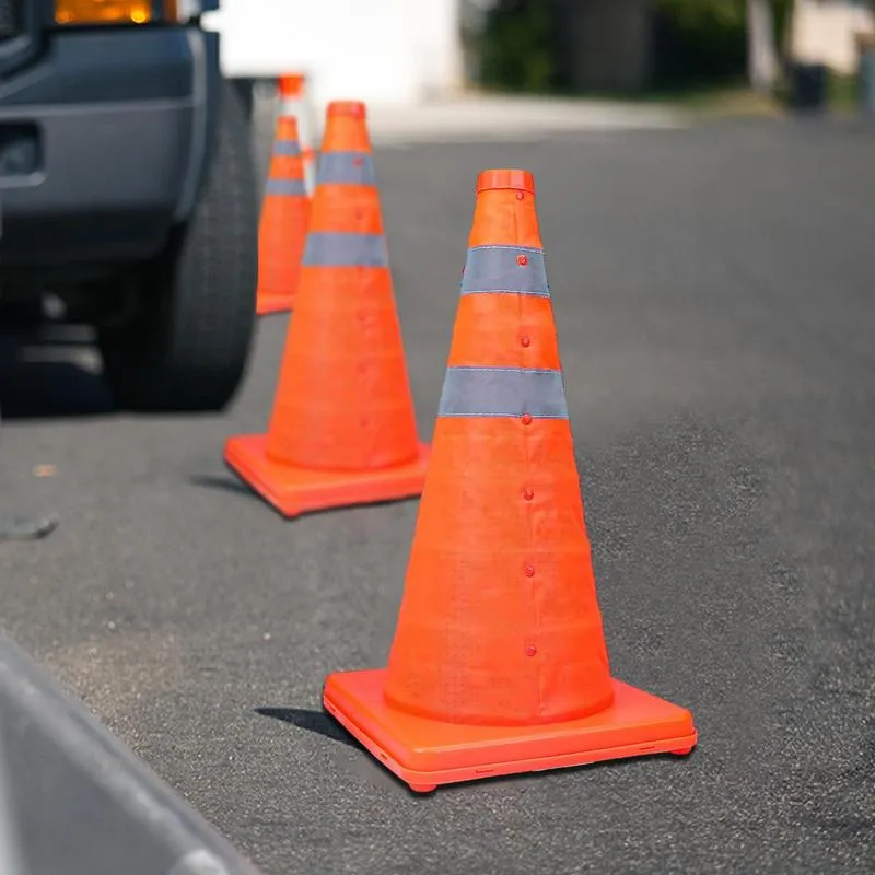 Collapsible Orange Road Safety Cones, 45cm Traffic Parking Cones with ...