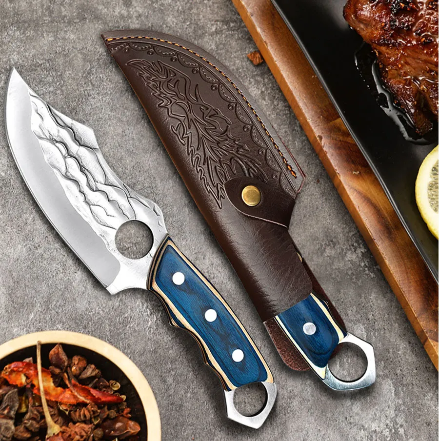 5Cr15Mov Butcher Cleaver - Handmade Forged Meat Carving Knife for ...