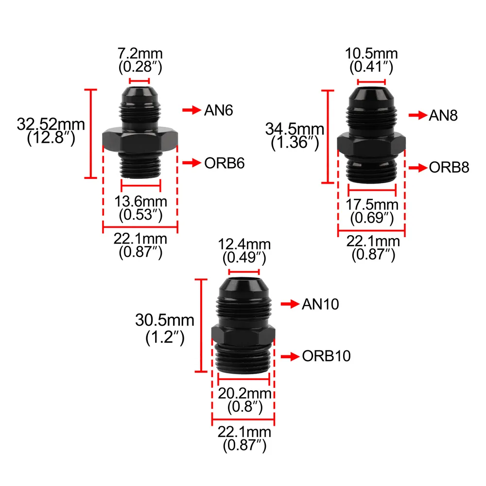 ORB O-ring Adapter AN8 AN6 ORB O-ring AN8 To AN6 Male Adapter Fittings ...