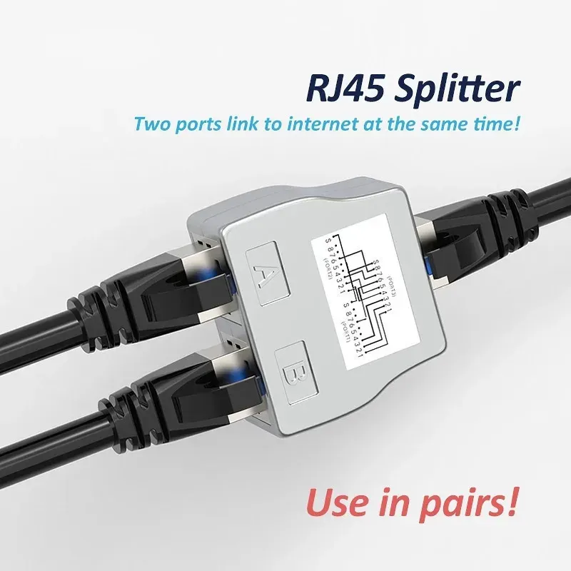 RJ45 Connector Splitter Female Extender Networking Adapter 1 To 2 Ways ...