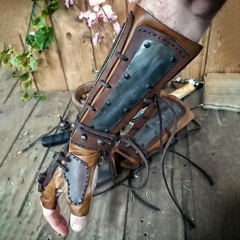 Premium Adjustable Knight's Faux Leather Medieval Armor Bracers from ...