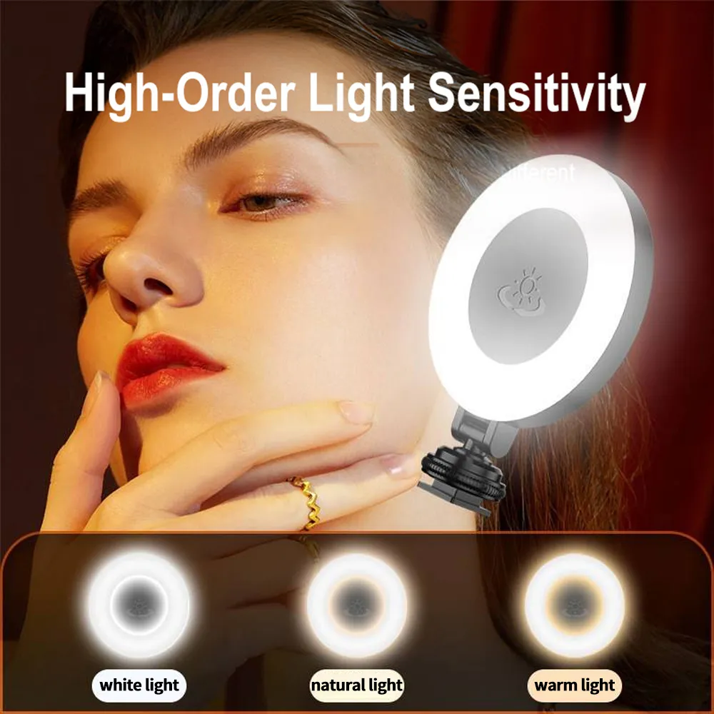 D07 Mini LED Fill Light Rechargeable for Live Beauty Selfies with Round ...
