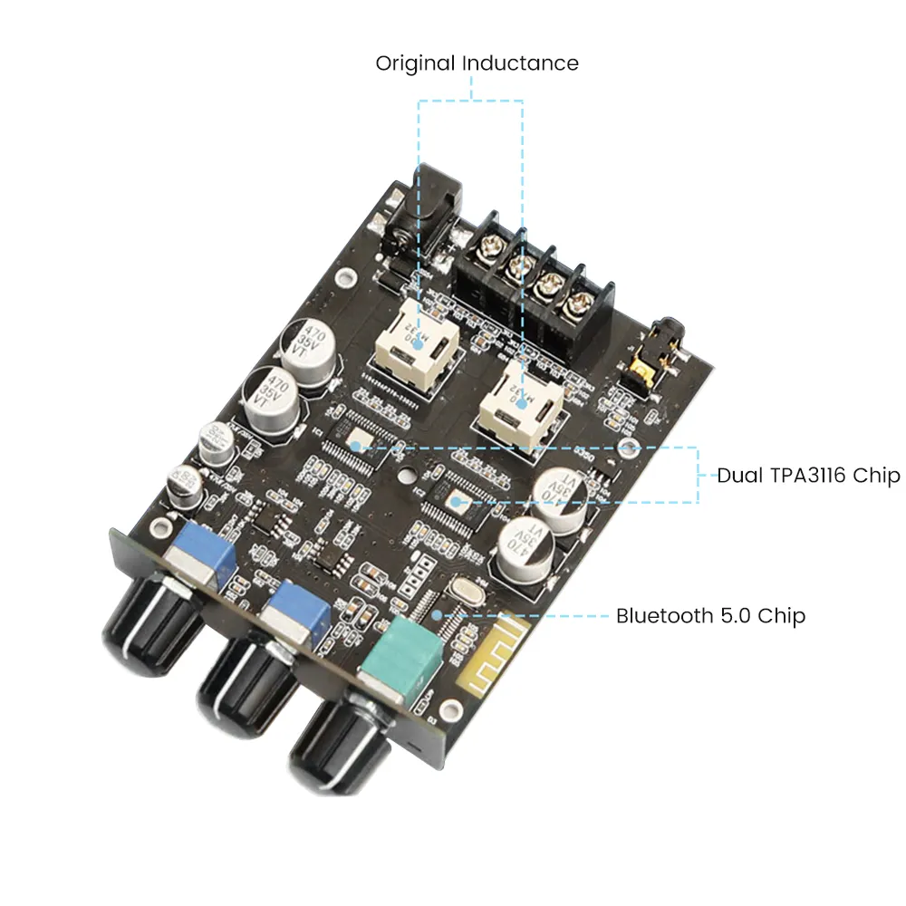 DHgate.com:AIYIMA HiFi Bluetooth 5.0 Audio Power Amplifier Board, 100W x 2 TPA3116 Amp, 2.0 ...
