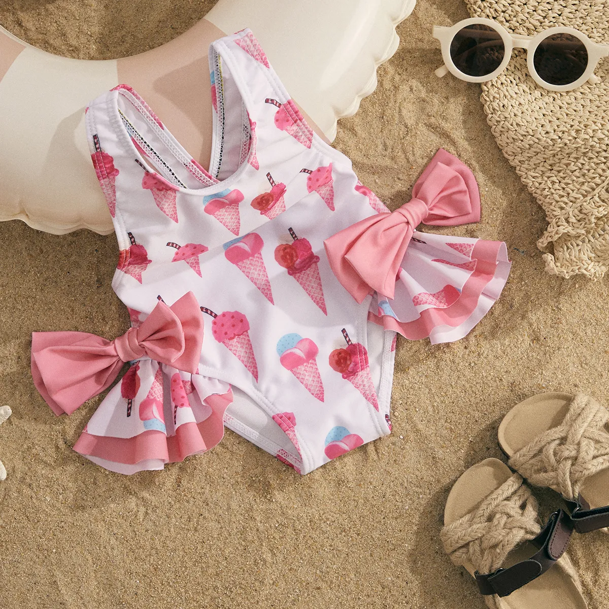 Ma&Baby Toddler Kid Girls Swimsuit 1-6Y Children Swimwear Bow Donuts ...
