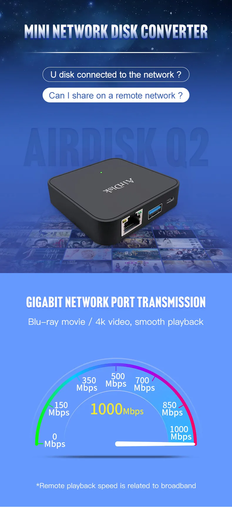 Airdisk Q2 Mobile Network Hard Disk USB 3.0 2.5-inch Home Smart Network ...