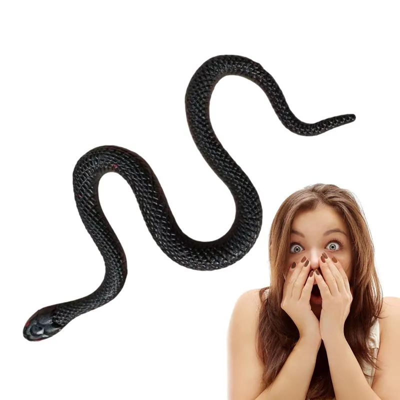 Lifelike Rubber Snake Realistic Halloween Trick Toy - Soft Black Fake ...
