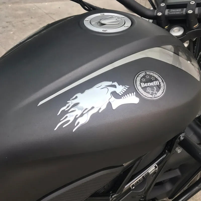 DHgate.com:3D Fire Ghost Skull Motorcycle Chrome Stickers - Silver 2Pcs ...