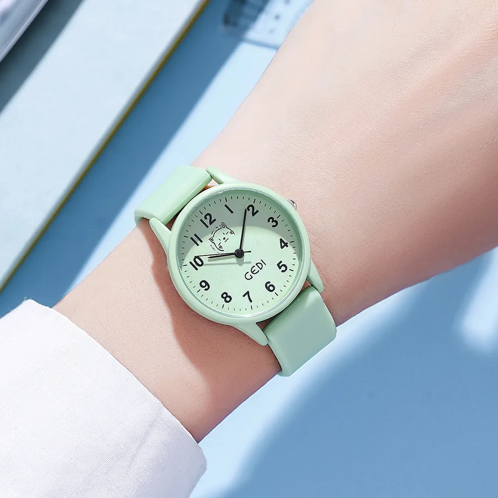 Kidswatch for Girls and Boys - Pink Silicone Strap Watch with Cute Cat ...