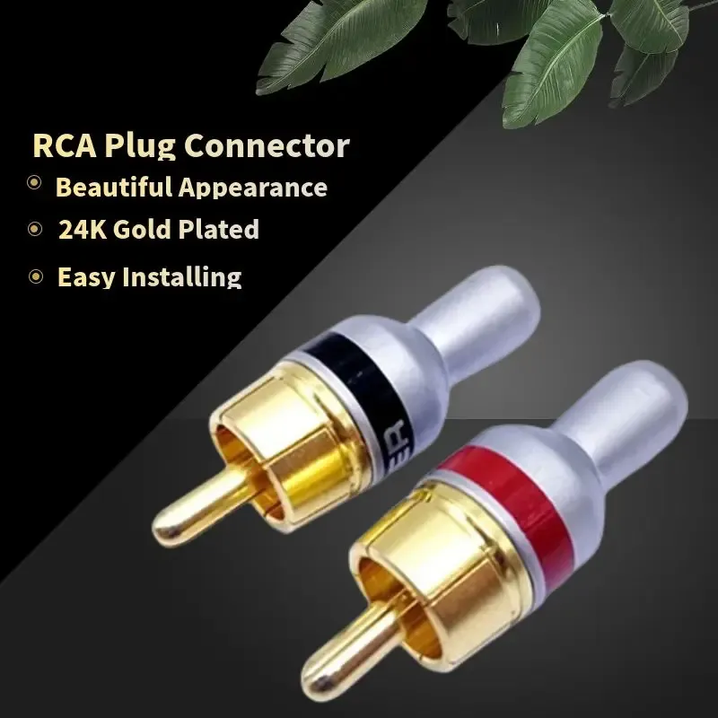 RCA Connector USB Audio Video Jack, Copper Gold Plated Male Plug, Speaker Terminal Connector ...