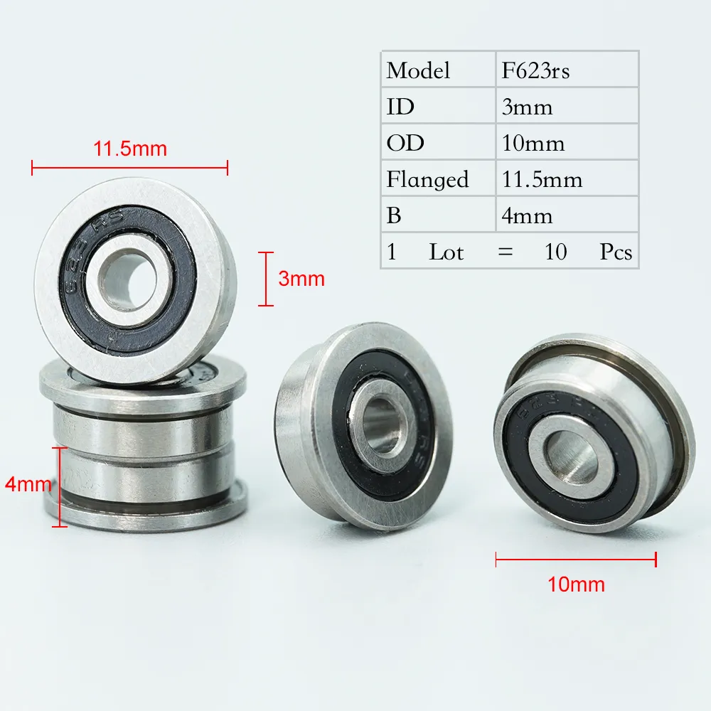 DHgate.com:F623RS Bearing 3*10*4 mm ABEC-7 10 Pcs, F623-2RS Flange Ball ...