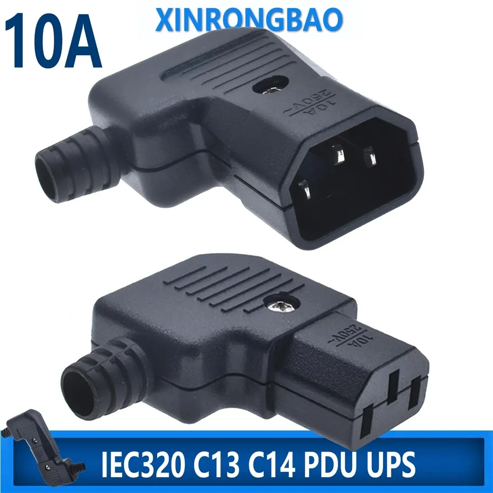 Black Elbow IEC320 C13 C14 Power Cord: Durable IEC Connector Outlet PDU ...