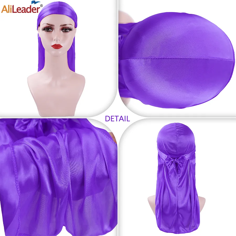 Unisex Long Silk Satin Breathable Turban Durag Headwear, Paisley ...