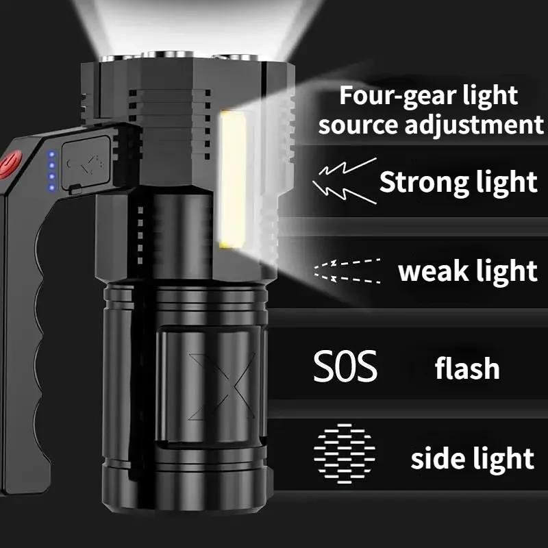 Outdoor Led Portable Searchlight Patrol Light: Usb Rechargeable Long ...