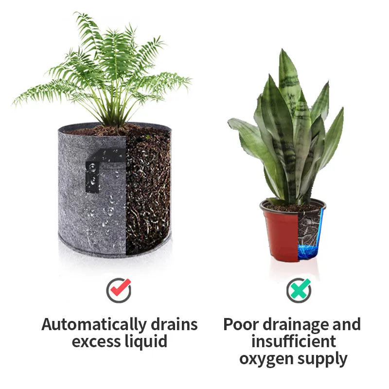 Premium Felt Grow Bags: Durable Vegetable Planters w/Handles 1/2/3/5/7 ...