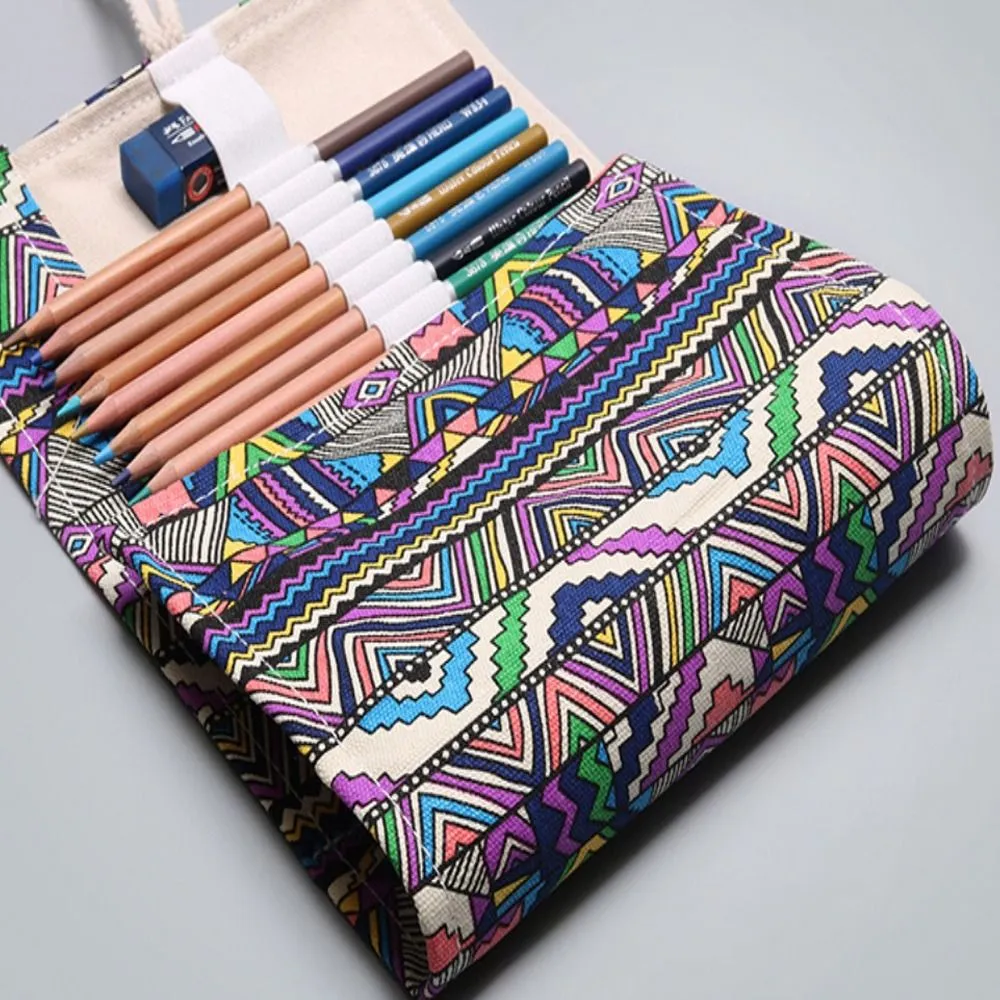 Colorful Pencil Cases Stationery Organizer - Canvas Pencil Bag With ...