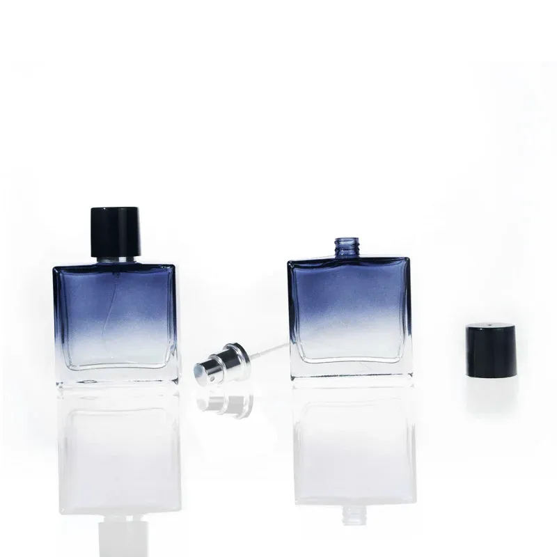 30ml and 50ml Gradient Blue Glass Spray Perfume Bottles Refillable ...