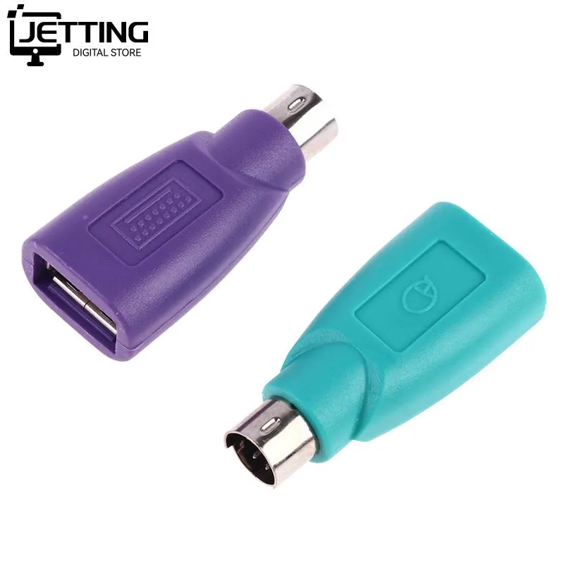 2-PackPS/2 to USB Adapter, Purple + Green, Keyboard and Mouse Converter ...