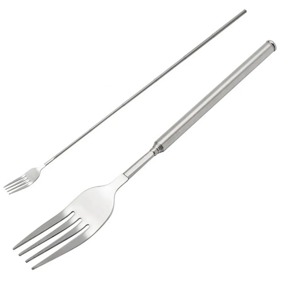 BBQ Telescopic Extendable Fork Long Handle 25.2 in 64 cm for Dinner ...