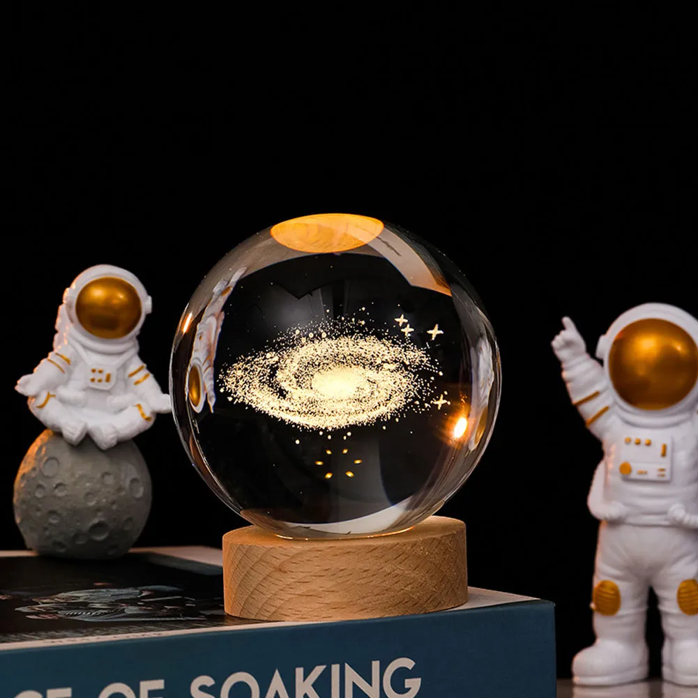 3D Crystal Ball Globe Laser Engraved Solar System Glass Sphere ...