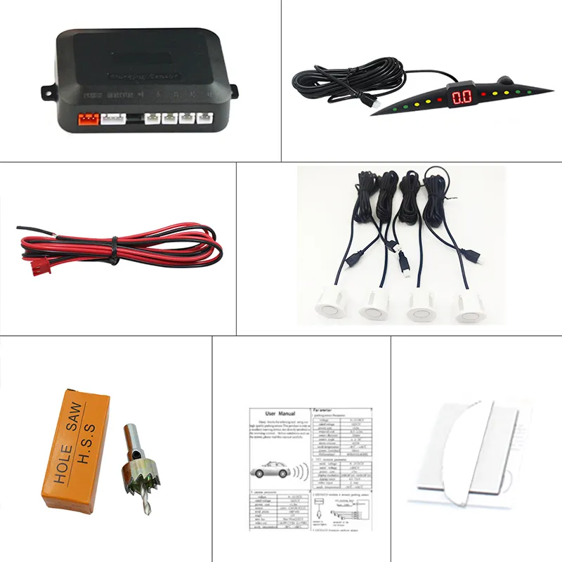 4 Sensors & LCD Waterproof Car Reverse Radar Monitor Parking Sensor Kit ...