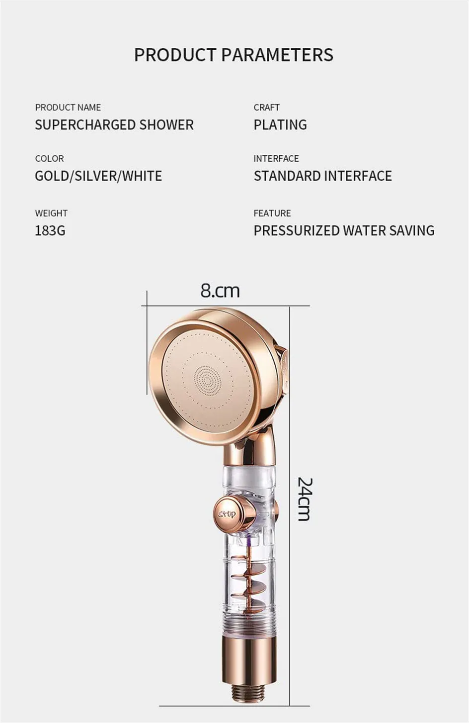 High Pressure Shower Heads With Handheld Attachment 3 Mode Adjustable ...