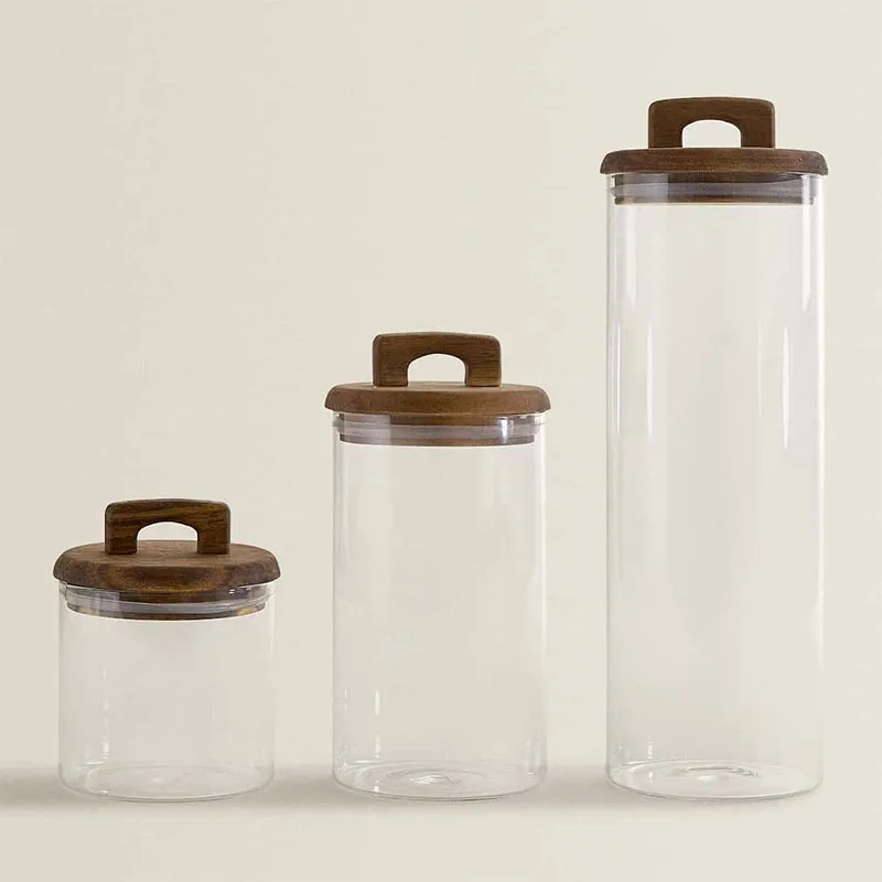 Glass milk storage tanks with Wooden Lid - 650/1100/1800ml Capacity for ...