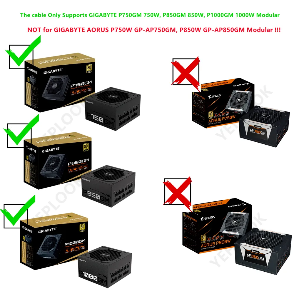 Original GIGABYTE Modular Cables for P750GM P850GM P1000GM PSU GPU PCIe ...
