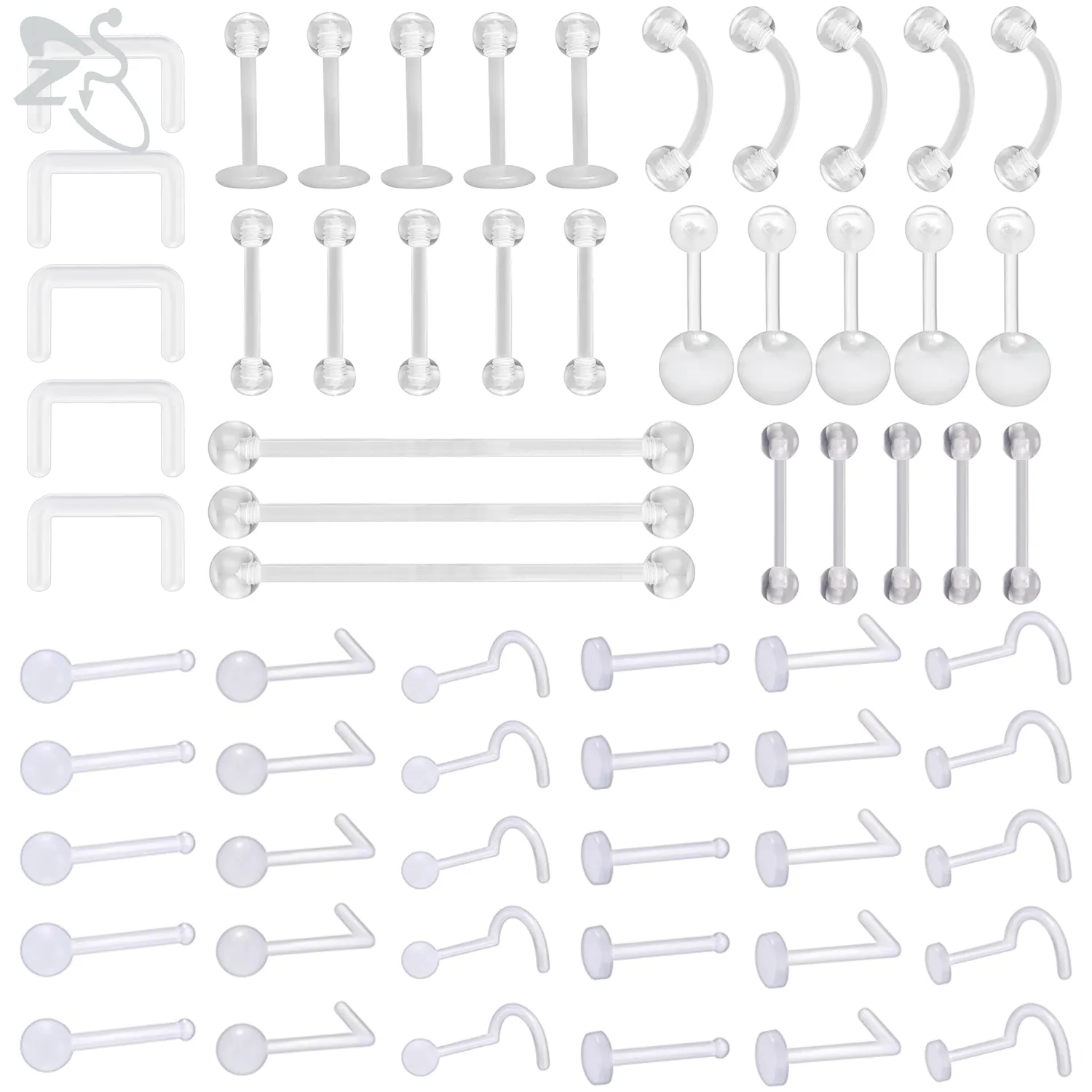 Acrylic Barbell Nose Septum Ring Ear Retainer Clear Helix Rook Belly ...