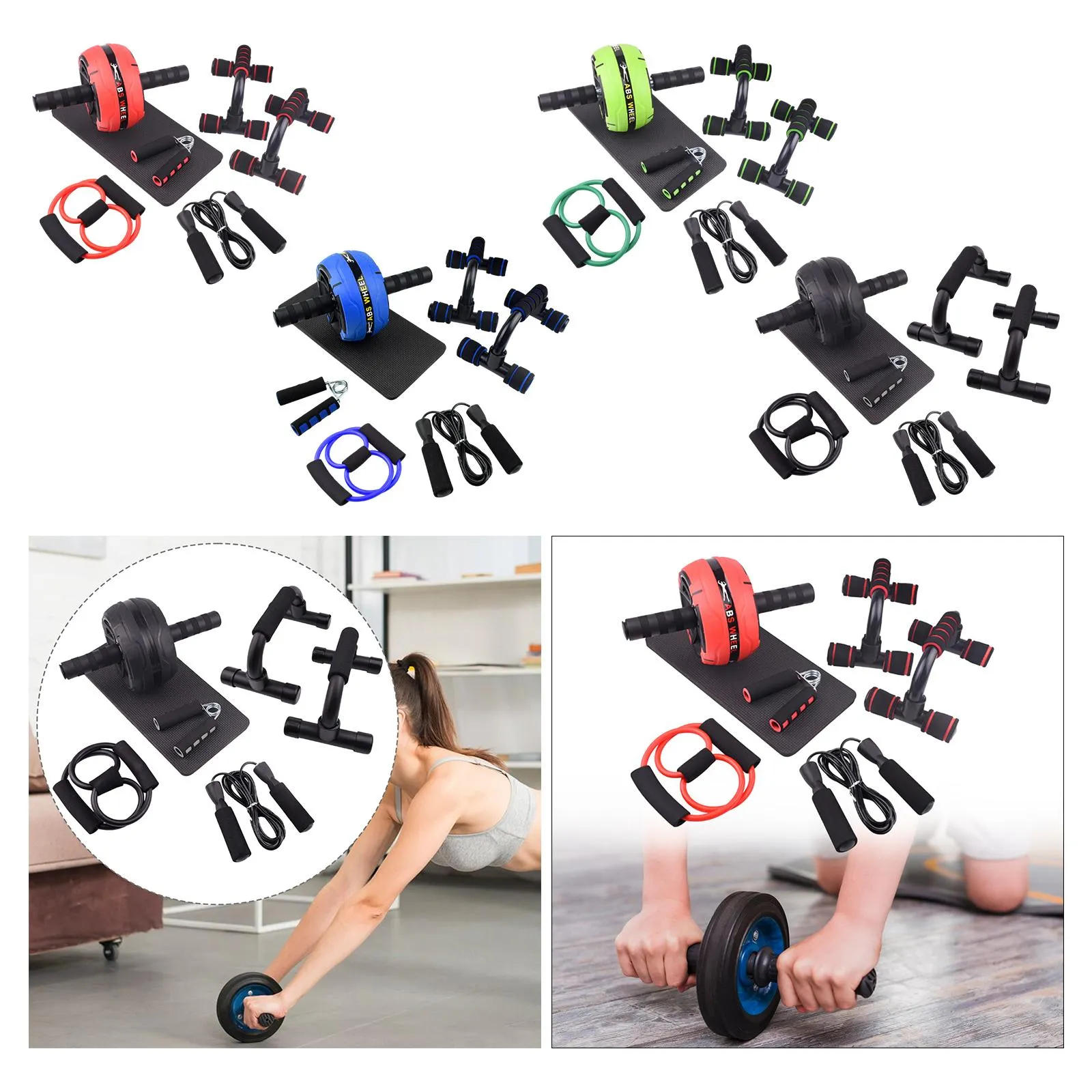 Ultra Ab Wheel Kit: Sculpt Your Core with Wheel, Rope, Knee Pad & Grips ...