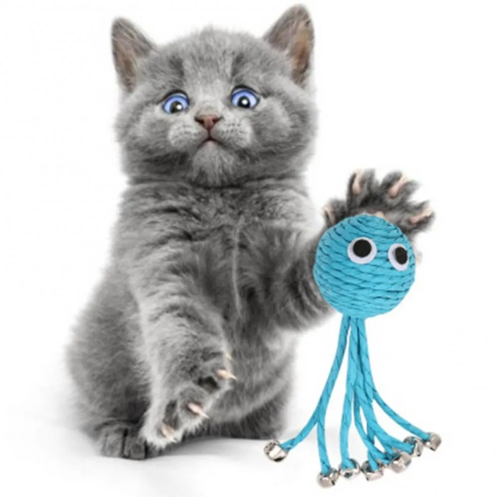 Upgraded Braided Octopus Cat Toy with Bells - Interactive Scratch ...