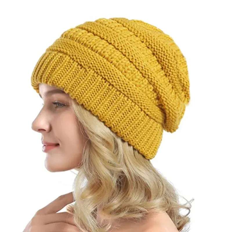 Satin-Lined Winter Beanie Hats: Stylish Striped Knit Caps for Women ...