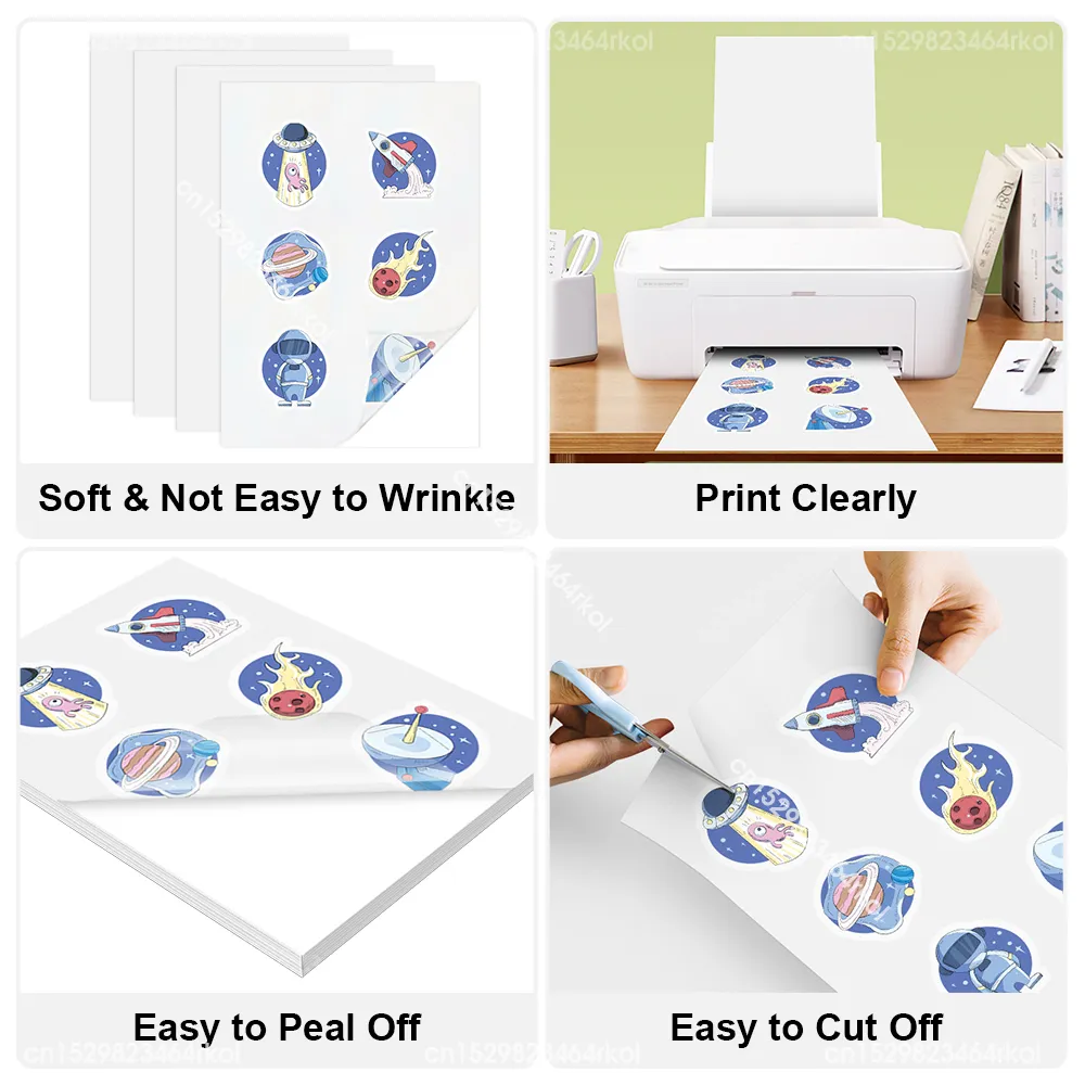 10 Sheets of Non-Waterproof Clear Adhesive printable sticker vinyl for ...