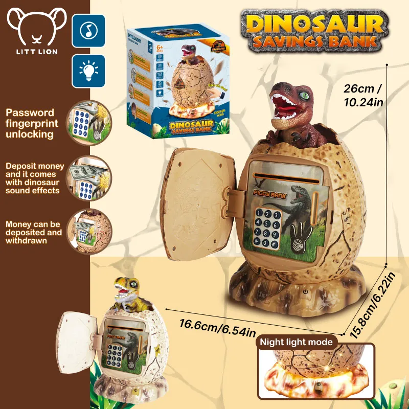 Piggy Bank Dinosaur Toy: Digital Electronic Fingerprint Luminous Piggy ...