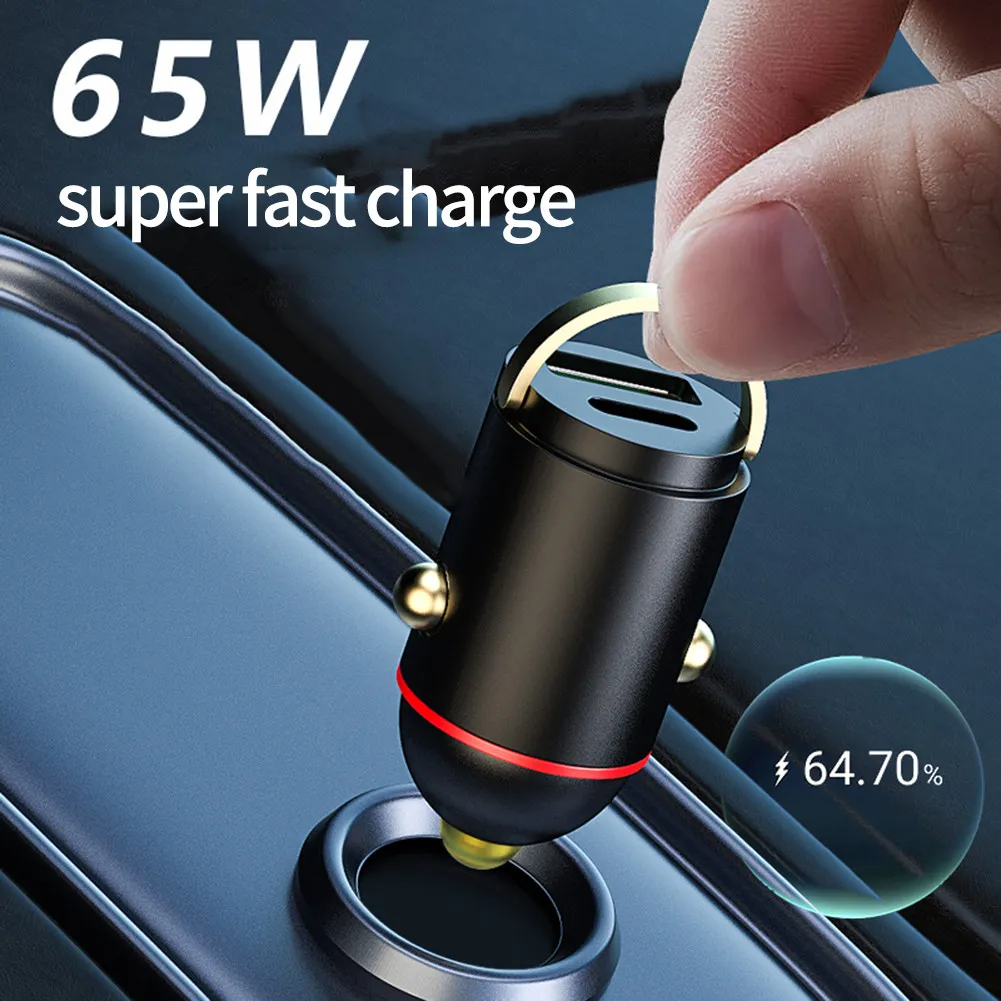 DHgate.com:1pc 65W Fast Car Charger, Mini Dual USB QC3.0 PD Phone Car ...