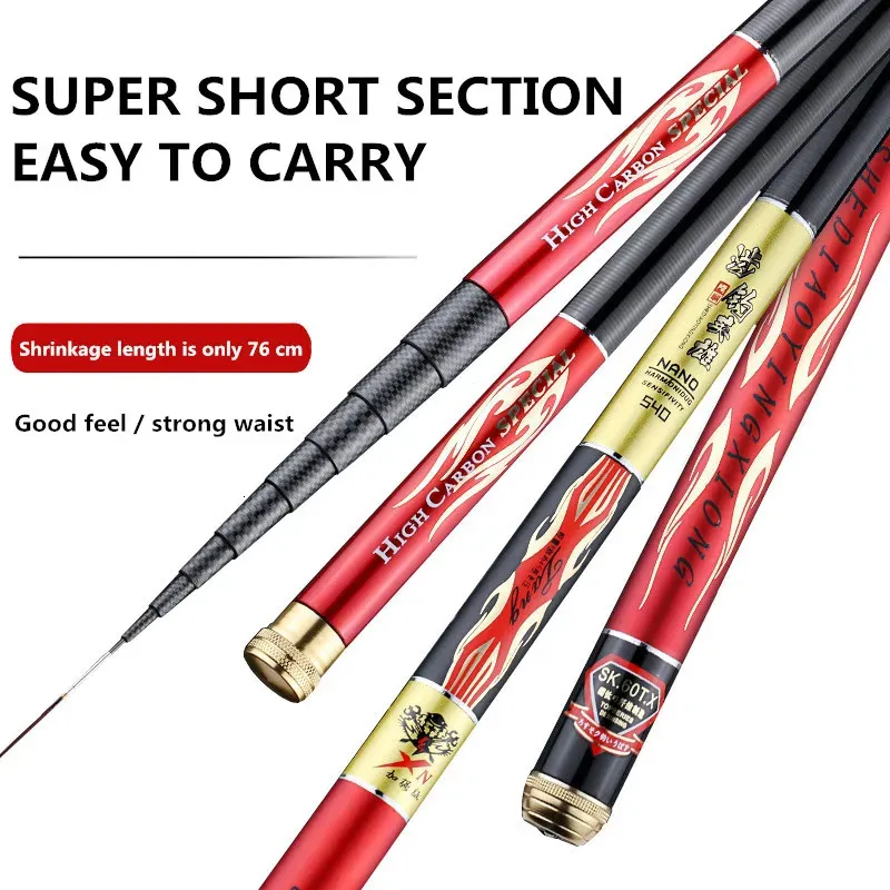 Super Light Hard Fishing Rod 3.6M 7.2M High Carbon Fiber Telescopic ...