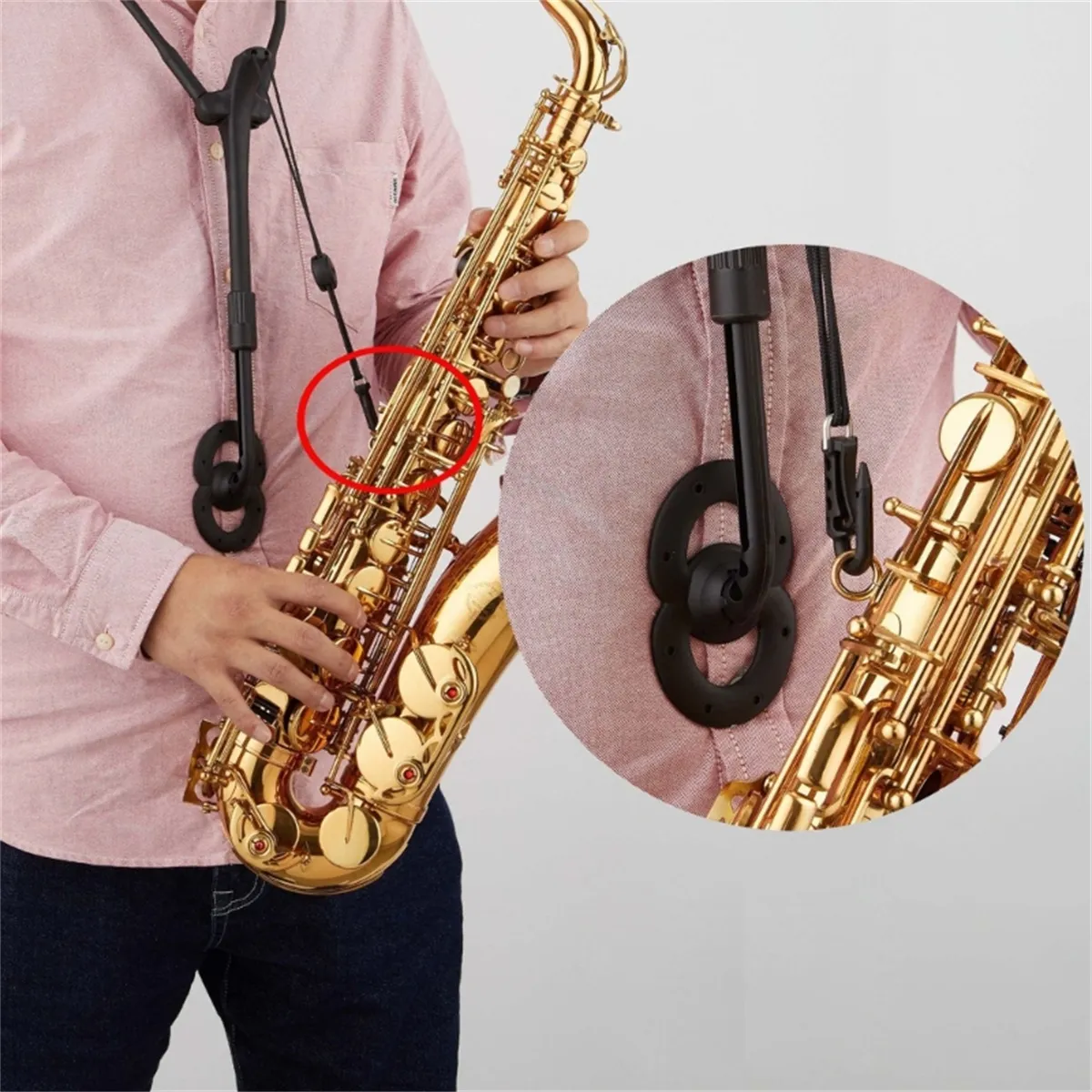 Miwayer Adjustable Sax Neck Strap Hook, PU Leather Saxophone Neck ...