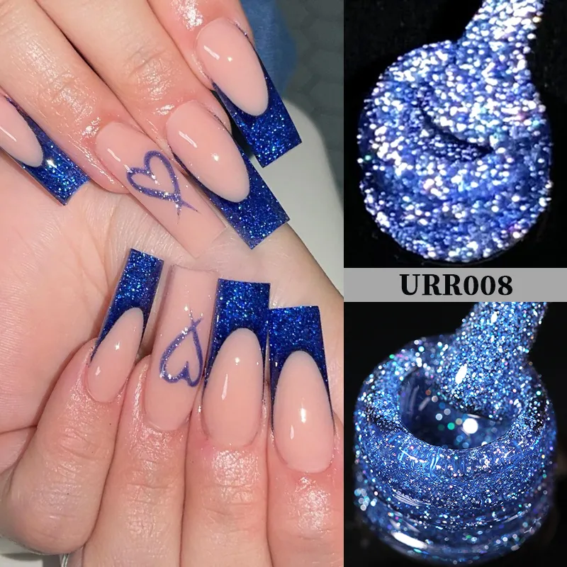 Blue And Silver Glitter Nails