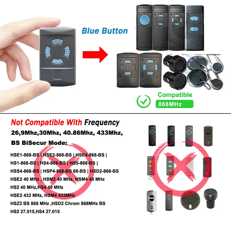 868MHz Garage Door Remote Control: Clone HORMANN HSM4 HSM2 HSE2 HSE4 ...