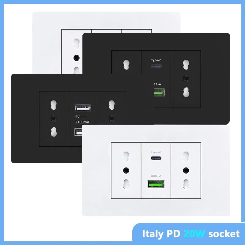 UpgradedItaly Chile Plug USB C Wall Socket, 20W Fast Charging, Smart ...