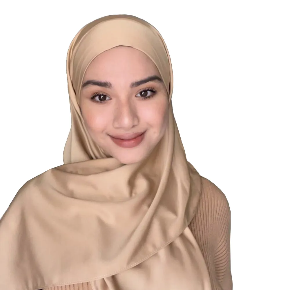 Premium 110cm Matte Satin Square Tudung Hijab Scarf with Inner Cap in ...