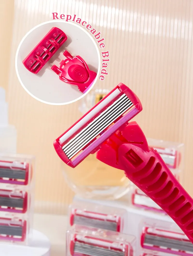6-Blade Aloe Strip Safety Razor Blades Refills for Women's Body Hair ...
