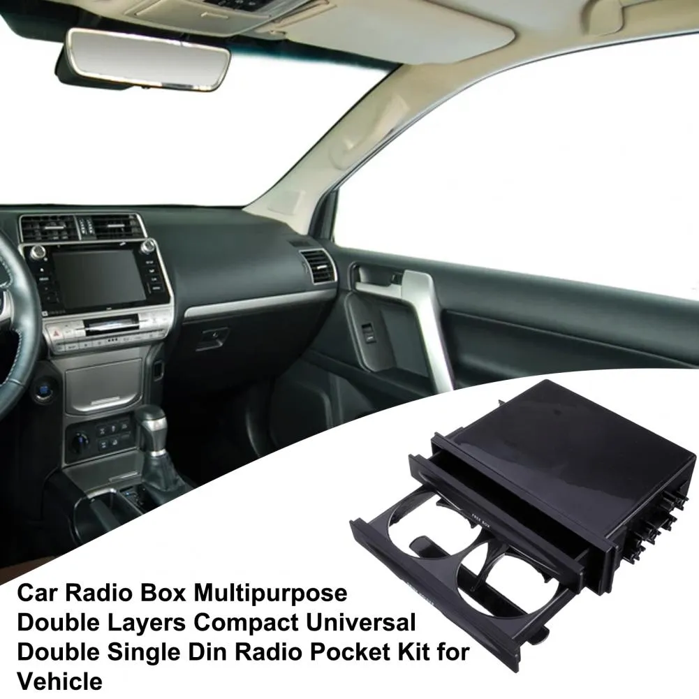 Car Radio Box Compact Double Layers Storage for Vehicle ABS Material ...
