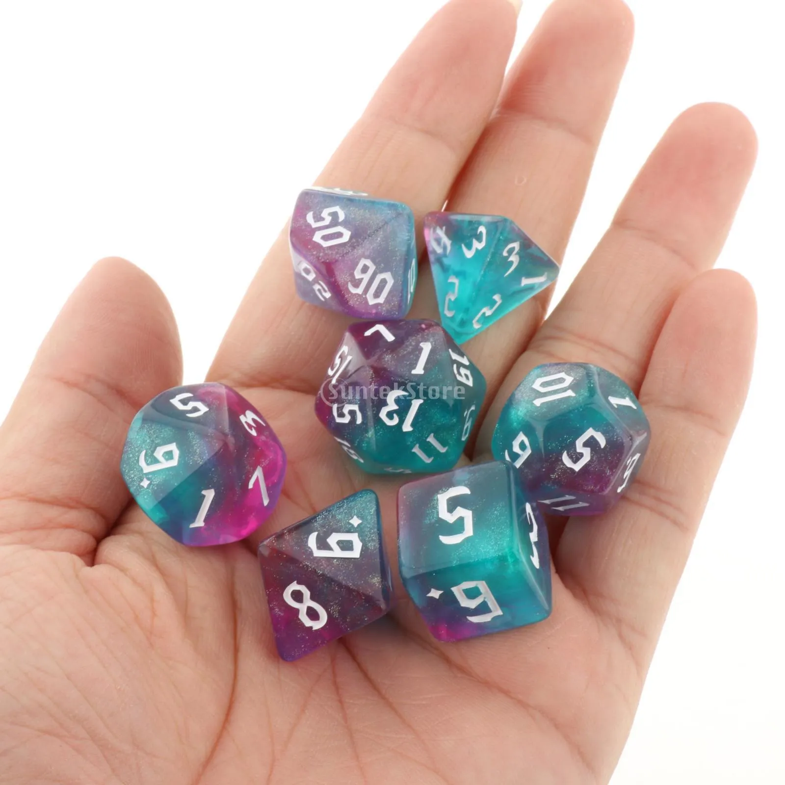 7-Piece Polyhedral Dice Set D4 D6 D8 D10 D12 D20 with Pouch for DnD RPG ...