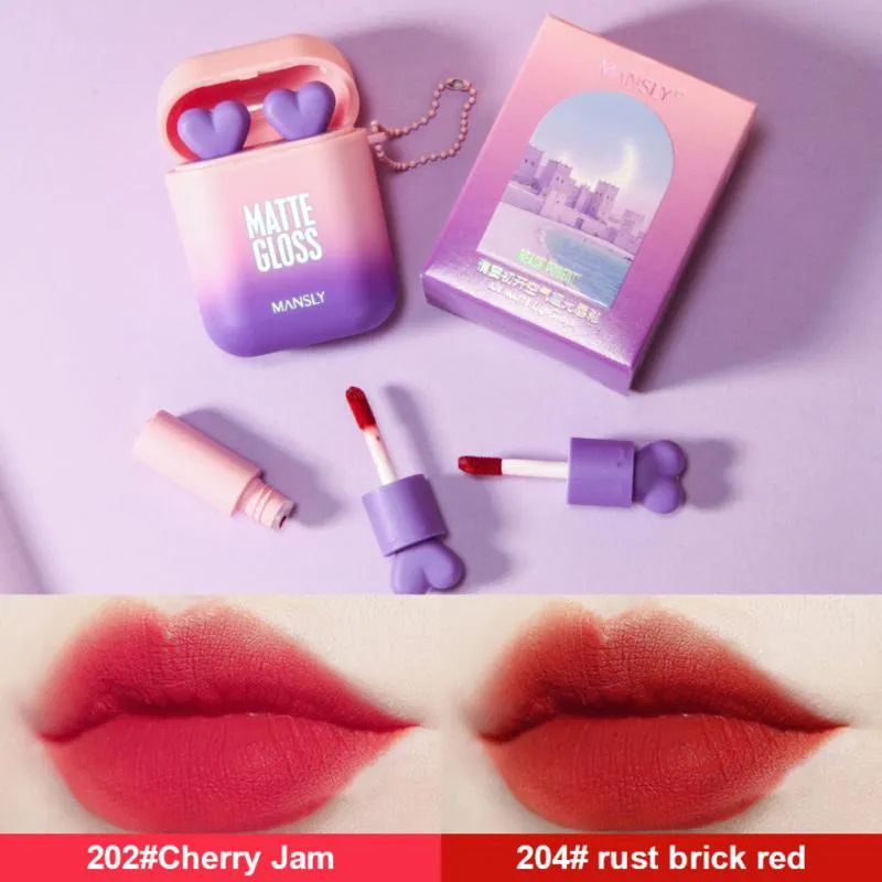 Matte Charm Lip Gloss Earphone Box Shaped Lip Glaze with Portable ...