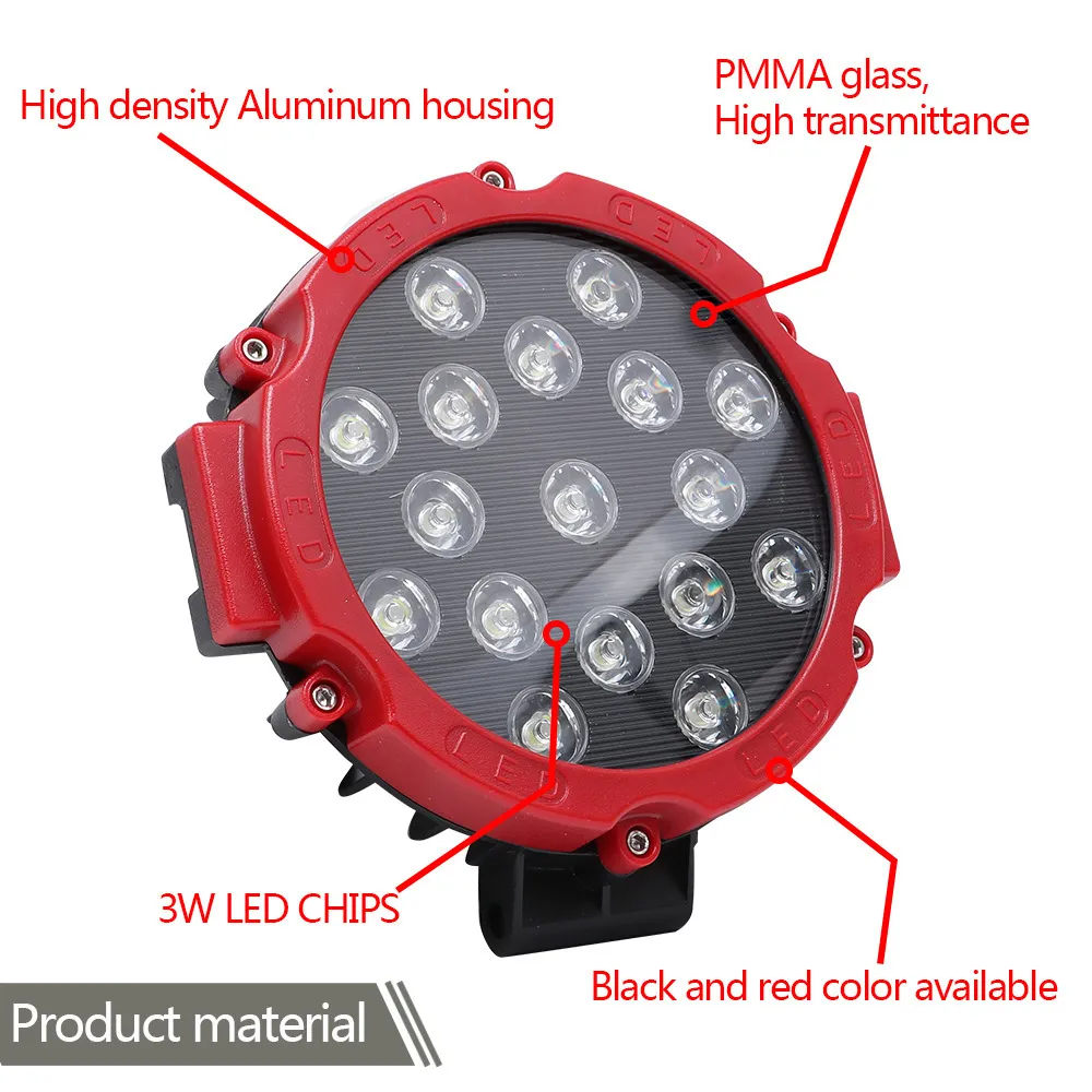 7 51W 12V LED Light Bar - Off-Road Spotlight for Boats, ATV, Driving ...